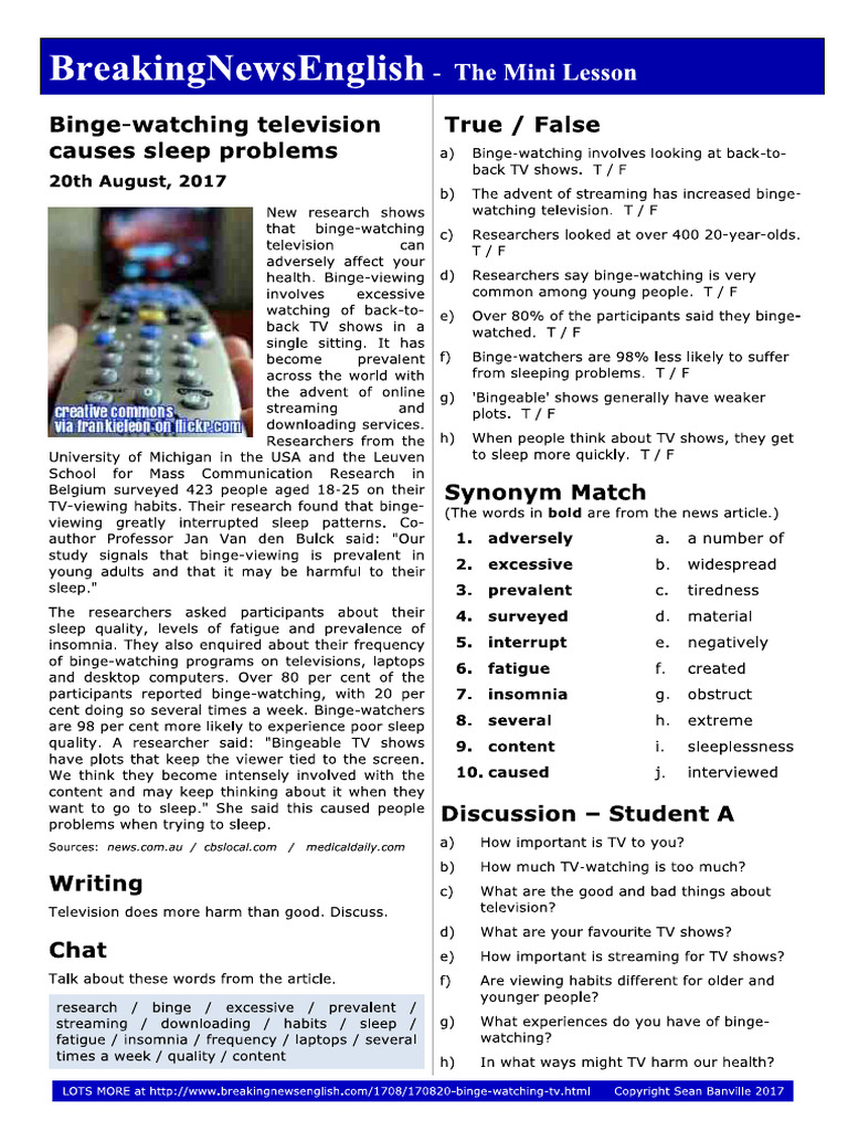 Reading News Binge Watching | PDF