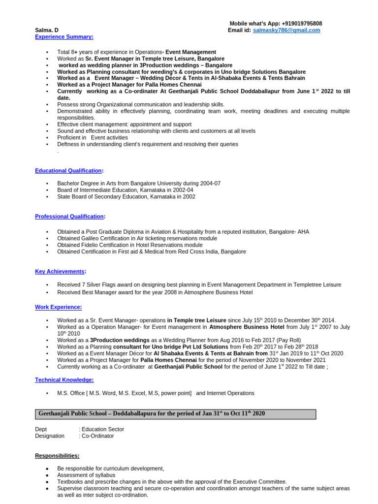 Salma CV Updated 2024 | PDF