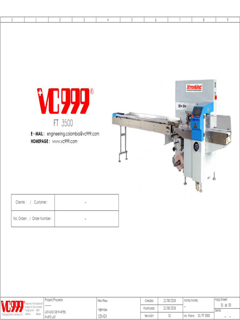 Spare Parts List Flow Pack Tf3500 Vc999 | PDF