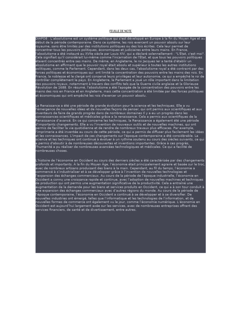 Feuille de Note | PDF