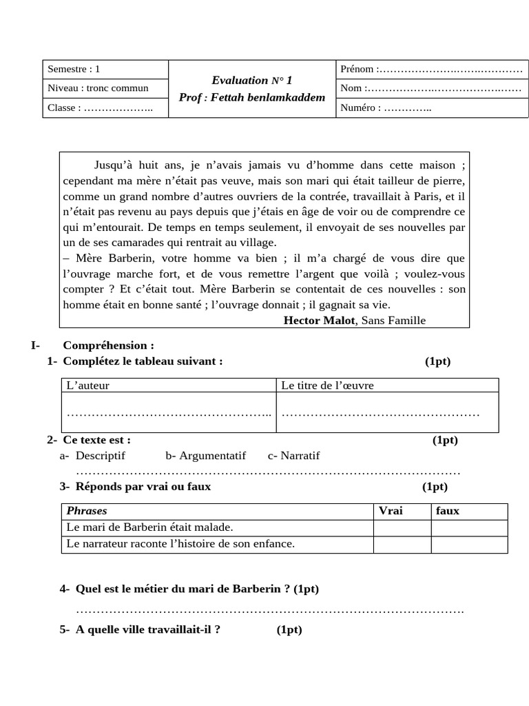 Evaluation N°1 TC | PDF