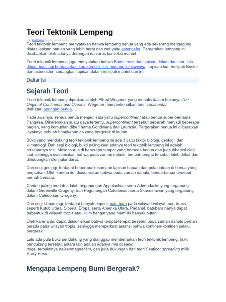 Teori Tektonik Lempeng | PDF