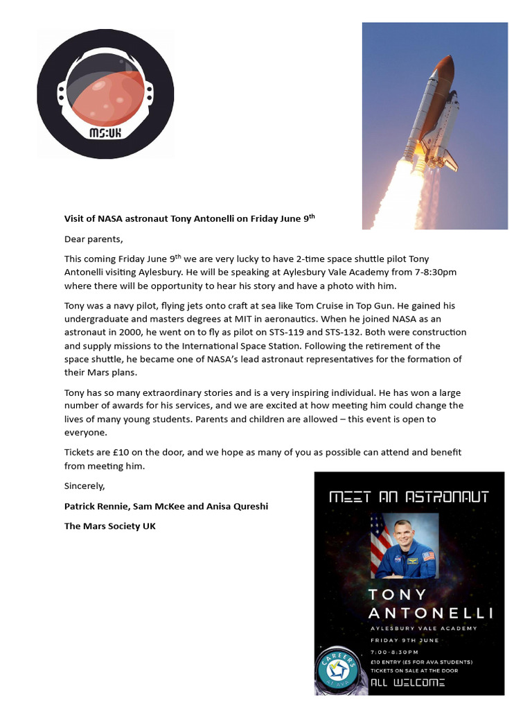 NASA Astronaut Visit - Tony Antonelli - 09 - 06 - 2023 | PDF