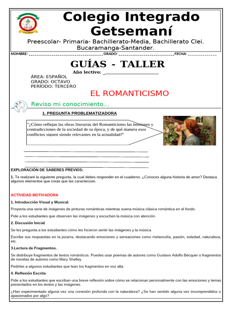 El Romanticismo Grado Octavo 3periodo | PDF