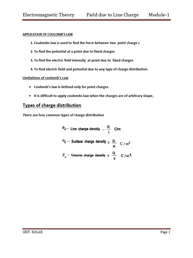E- DUE TO LINE CHARGE | PDF