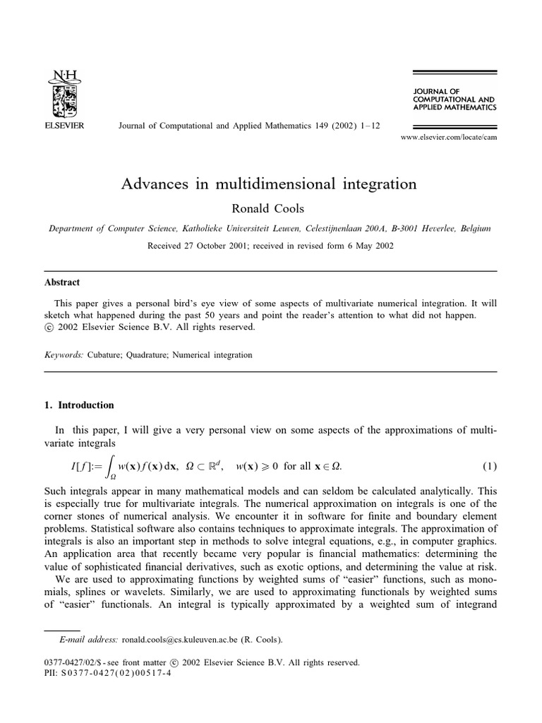 Advances - Multidimensional Integration | PDF