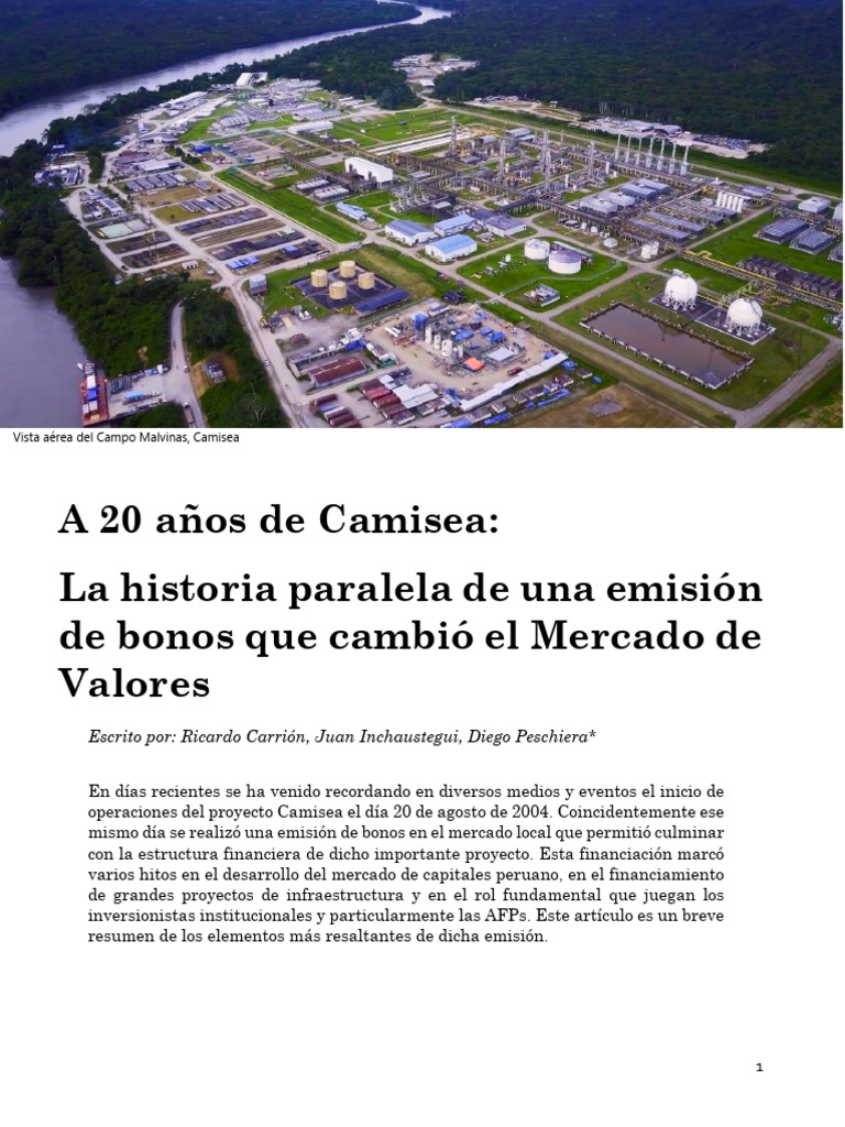 Camisea La Historia Paralela de La Emisi N de Bonos 1724145747 | PDF