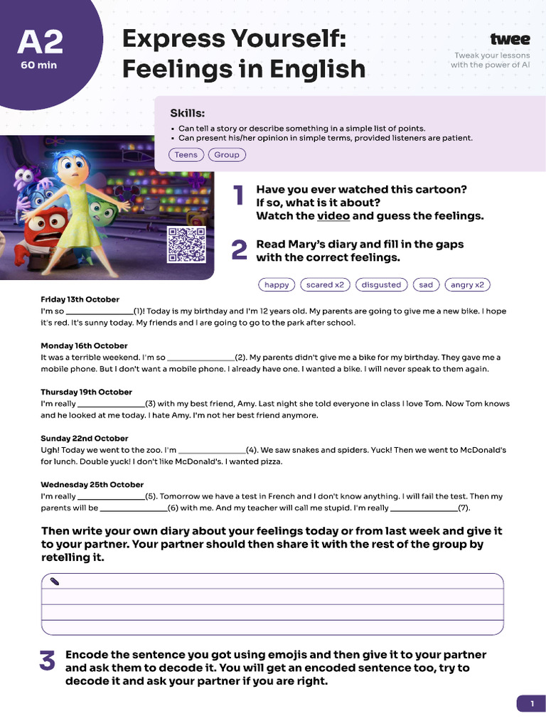 Feelings in English A2 | PDF