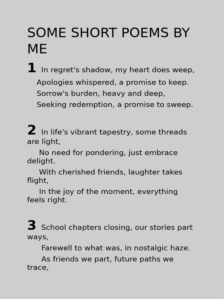 Some Short Poems by Me | PDF