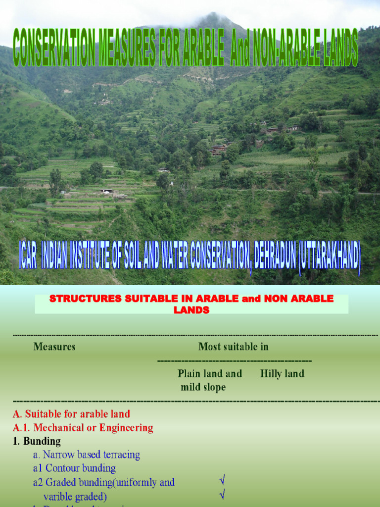 Conservation Measures for Arable and Non Arable Lands | PDF