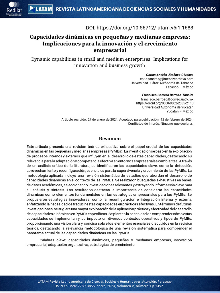 Capacidades Dinamicas en Pequenas y Medianas Empre | PDF