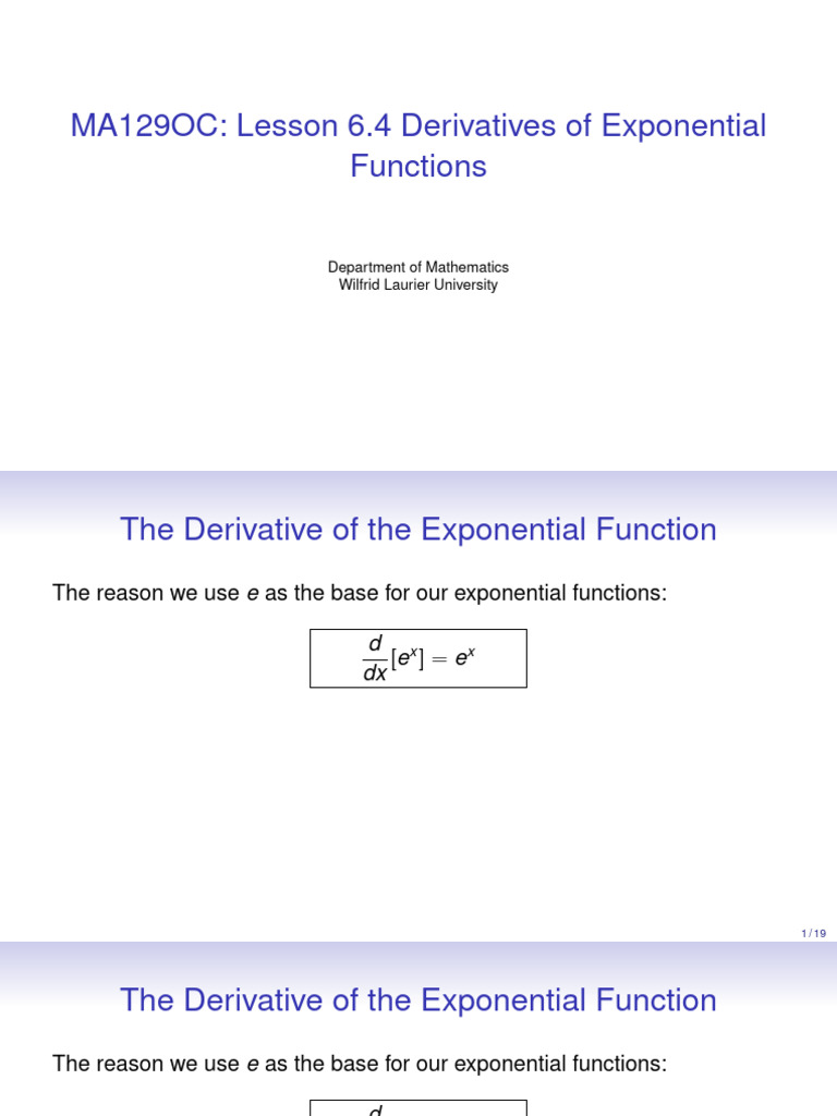 06 04 Exponential Derivatives | PDF