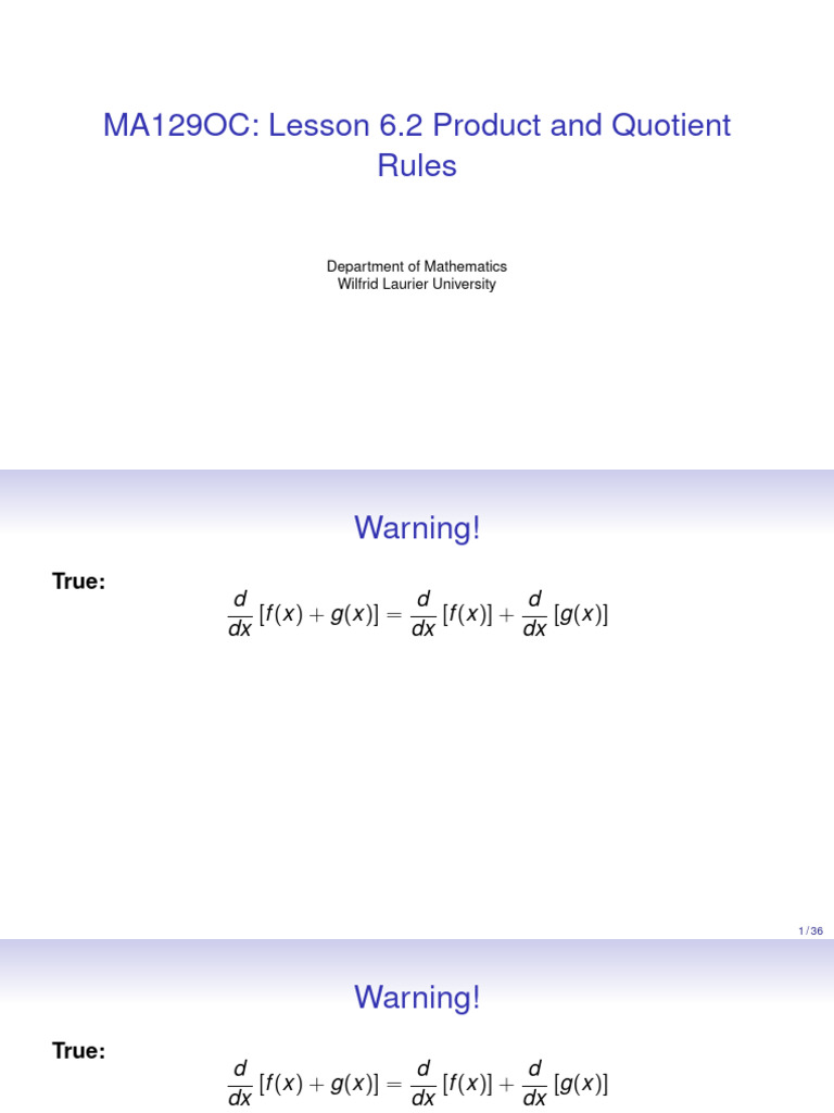 06 02 Product Quotient Rule | PDF