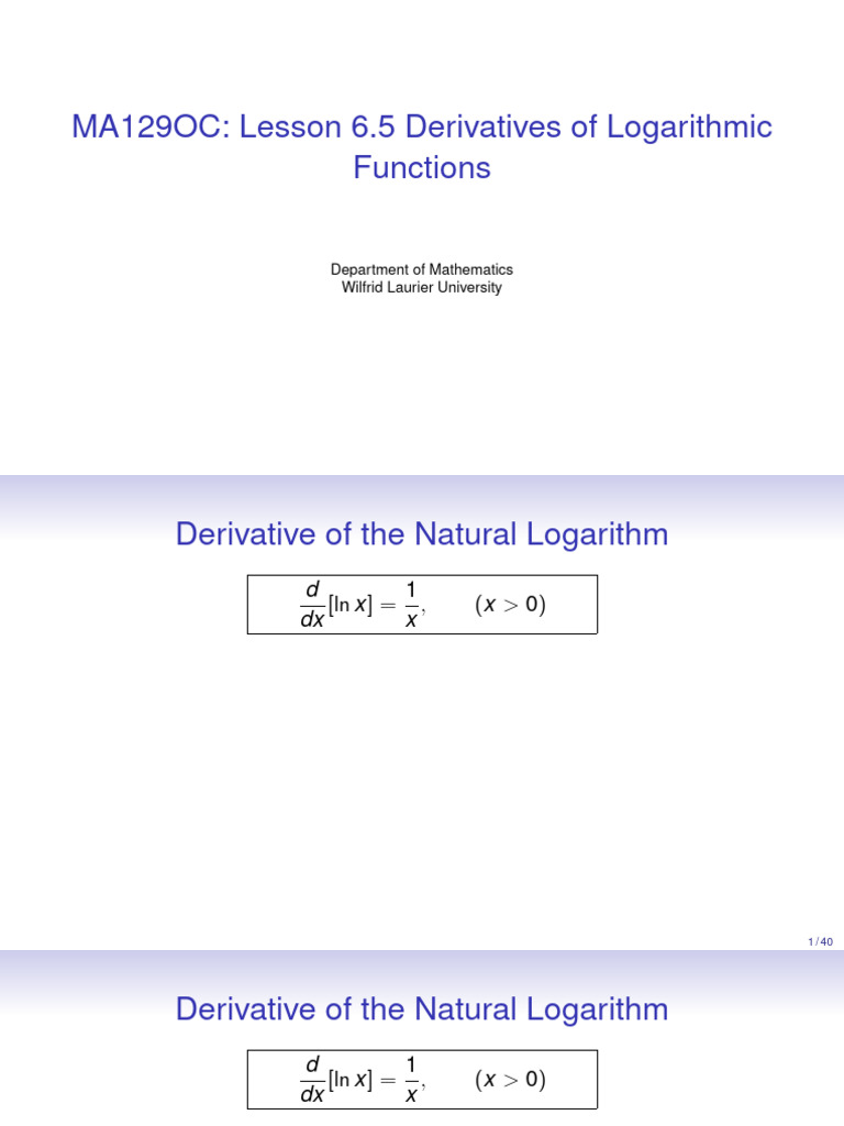 06 05 Logarithmic Derivatives | PDF