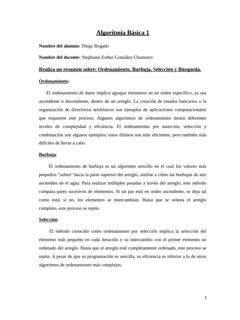 Algoritmia Básica 2 Diego Bogado | PDF