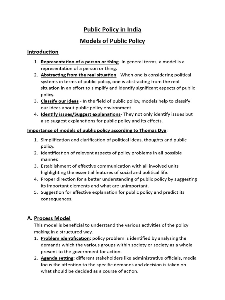 PPI - Models of Public Policy PDF Note | PDF