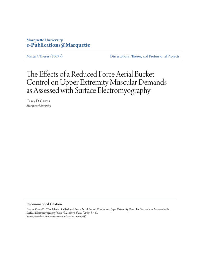 The Effects of A Reduced Force Aerial Bucket Control On Upper Ext | PDF