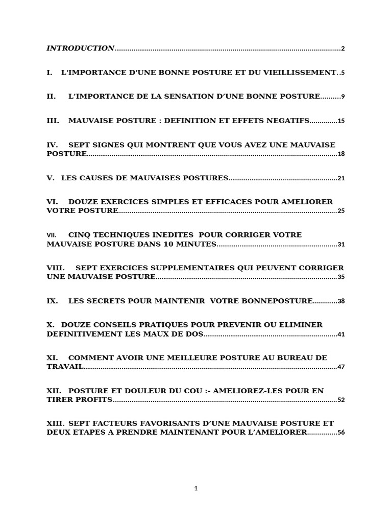 POSTURE Corrige | PDF