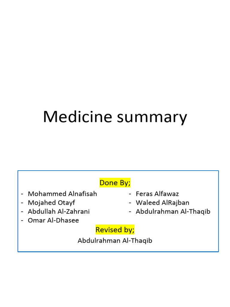 Medicine Summary | PDF
