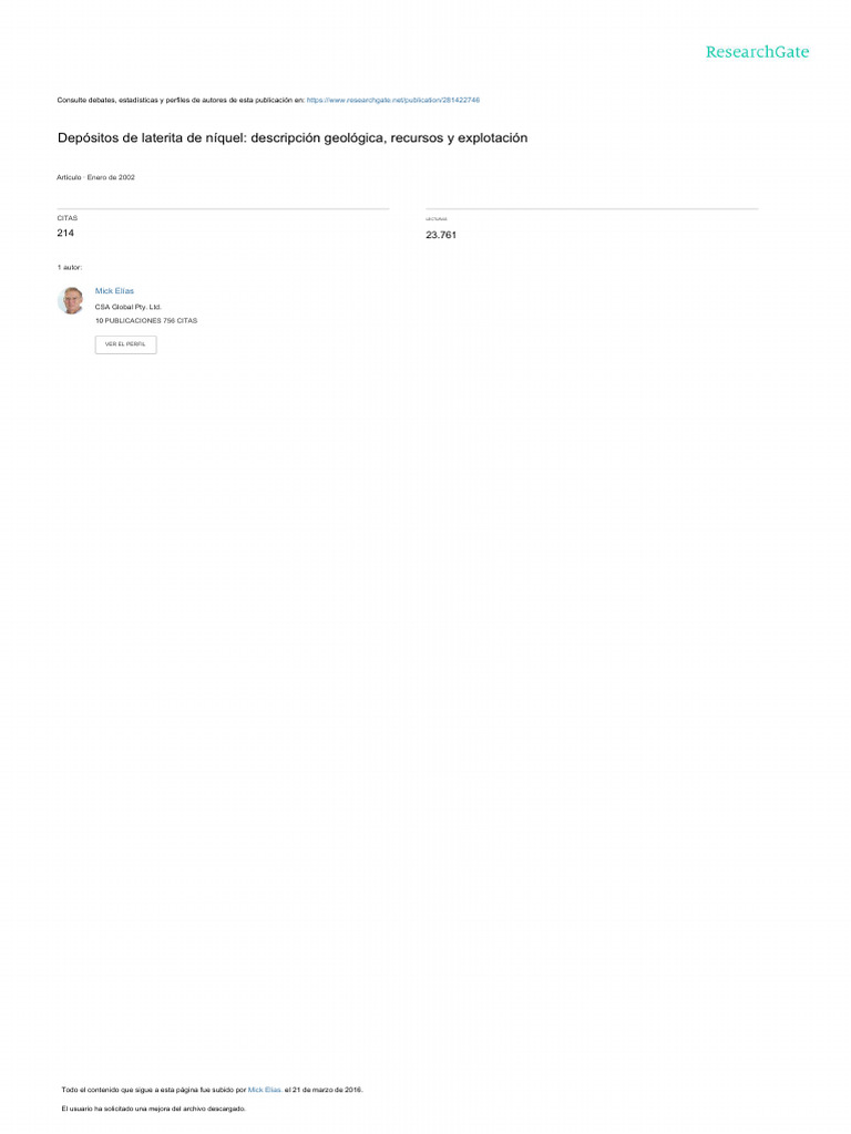 Nickel Laterite Deposits Geological Overview Resources | PDF | Natural ...