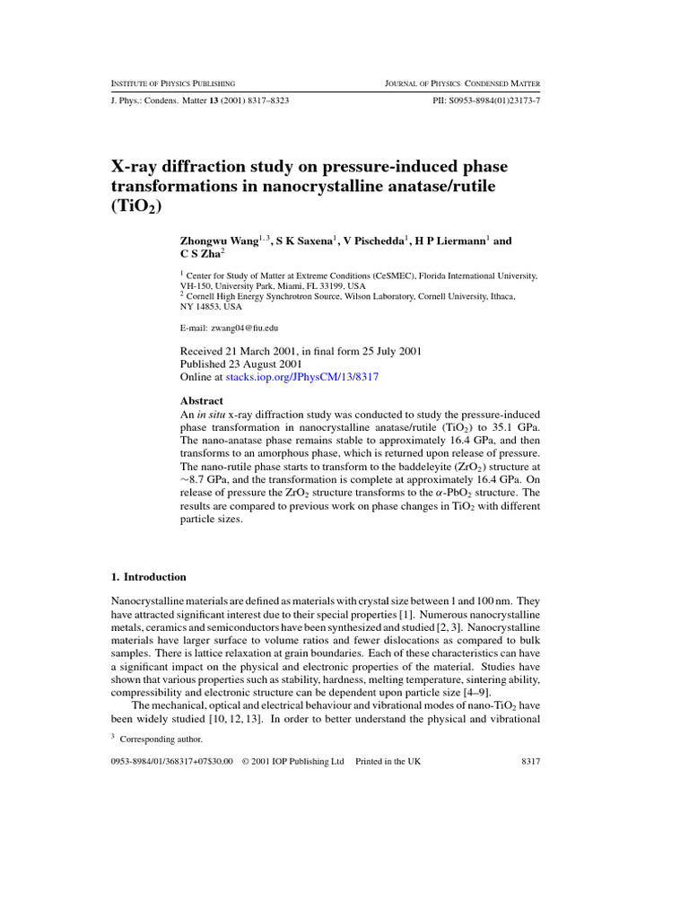 Pressure X-Rays Raman c13607 | PDF