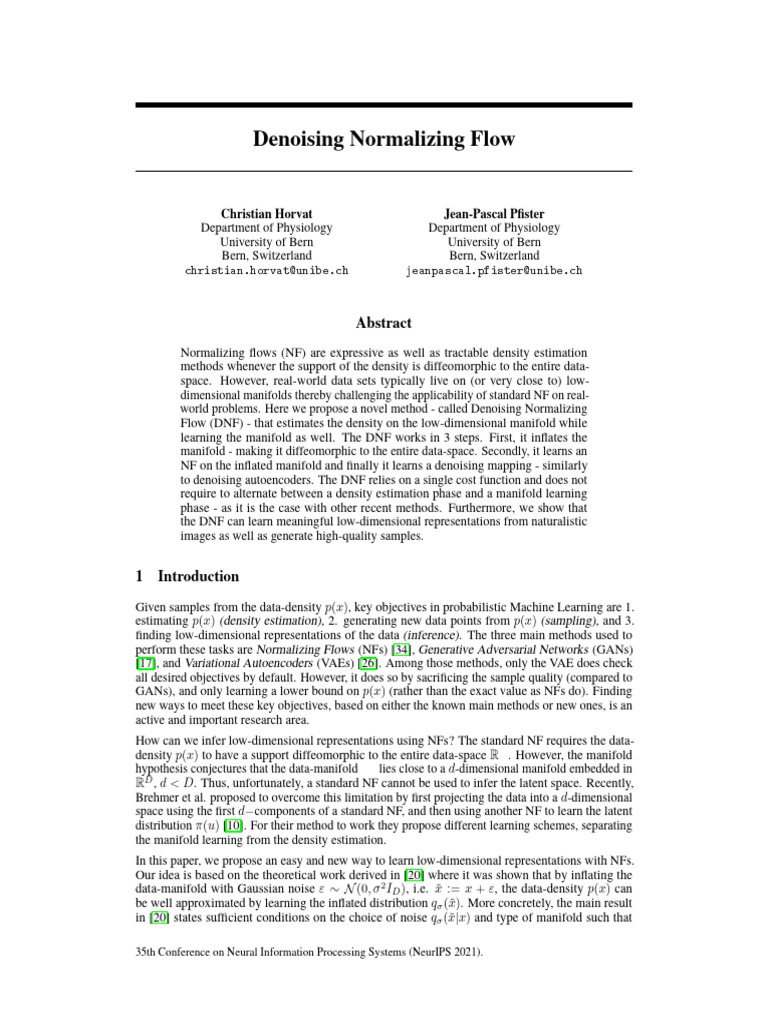 Denoising Normalizing Flow | PDF