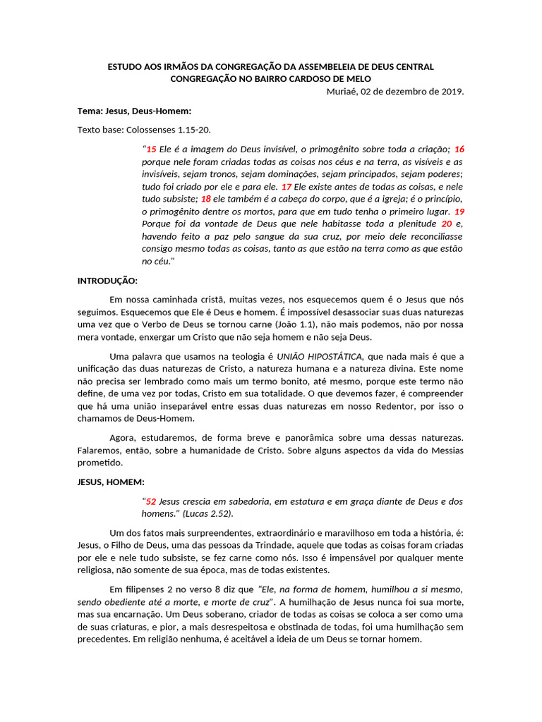 Jesus, Deus-Homem - Parte 01 | PDF