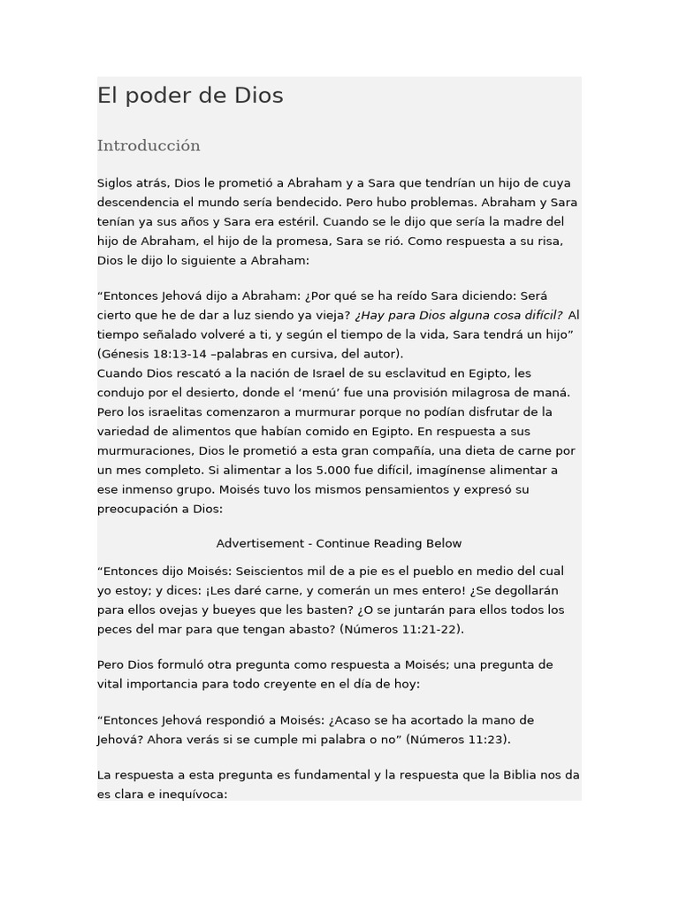 El Verdadero Poder de Dios | PDF