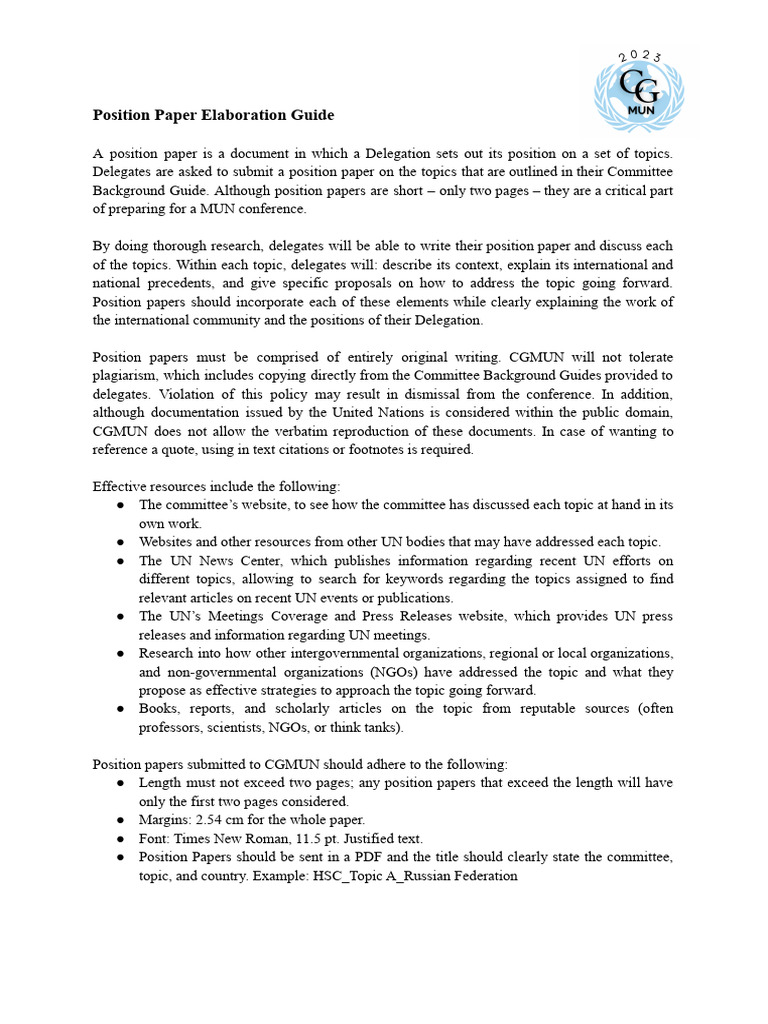 Position Paper Elaboration Guide | PDF
