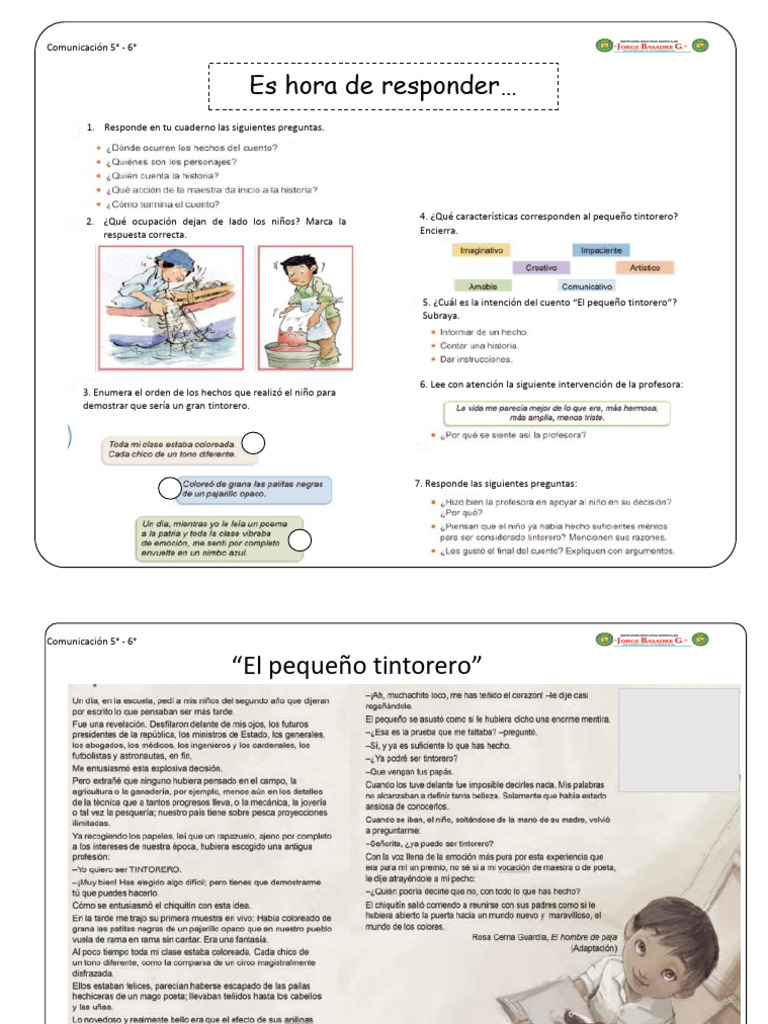 4 Ficha Leemos Un Texto Narrativo Ficha 6° (Pris) | PDF