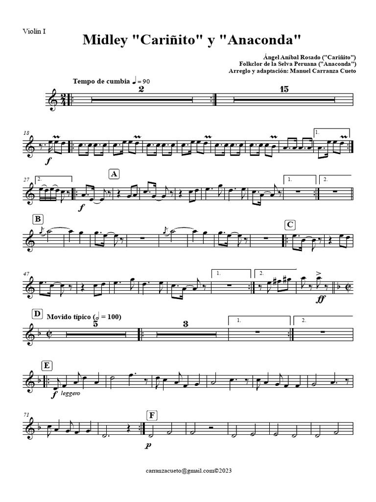 Midley de Cariñito y Anaconda - Violín I | PDF | Musica en español ...