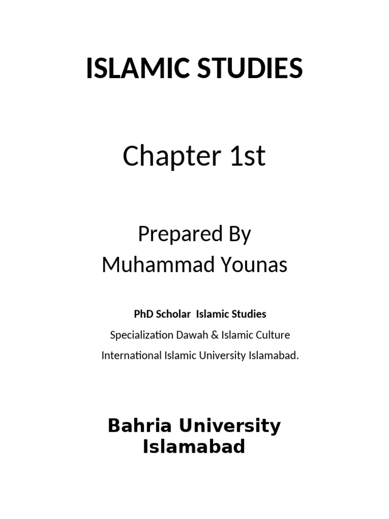 Chapter# 1 Islamic Studies (BUI) Notes | PDF