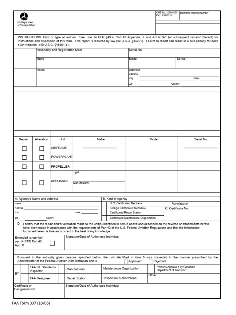 N657 Form 1 FAA 337 | PDF