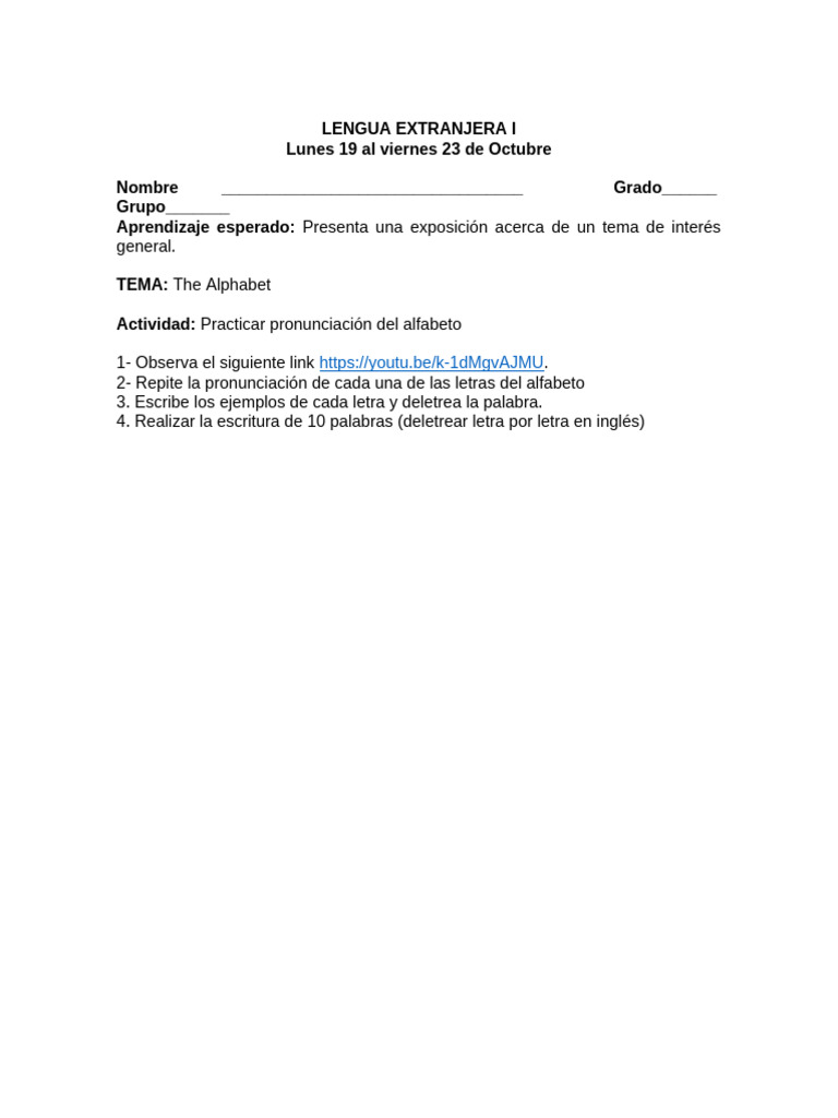 LENGUA EXTRANJERA I ACtividades 3 | PDF | Estudos de Línguas Estrangeiras