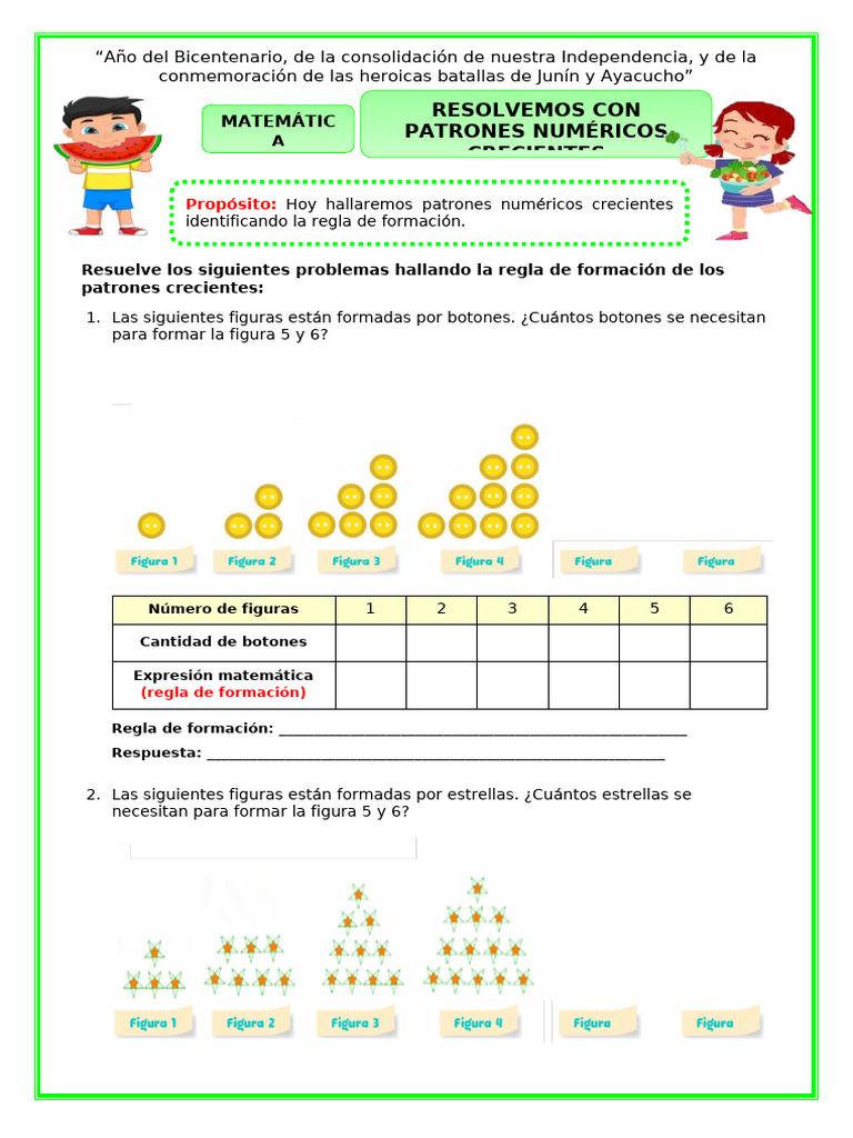 Ficha-Lun-Mat-Resolvemos Con Patrone Numéricos Crecientes | PDF