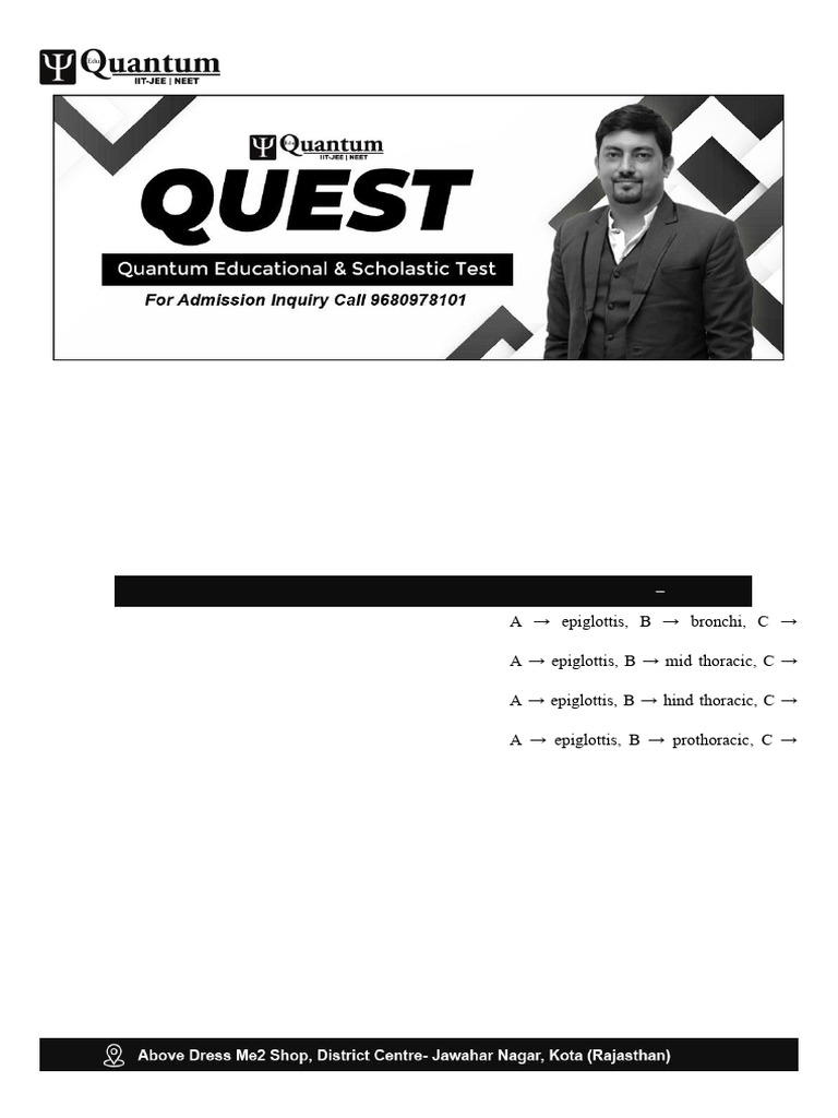 Quest Test Paper - 6 (Biology) | PDF