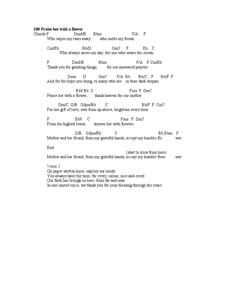 100 Praise Her With A Flower | PDF | Religious Behaviour And Experience