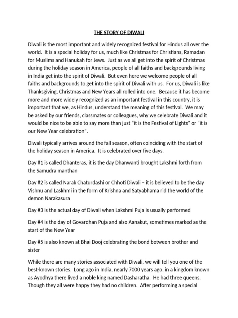 The Story of Diwali | PDF