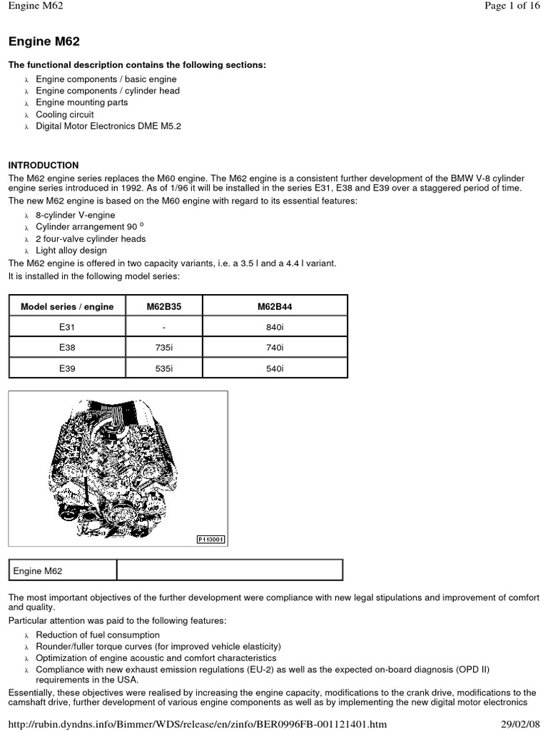M62 Engine Details | PDF