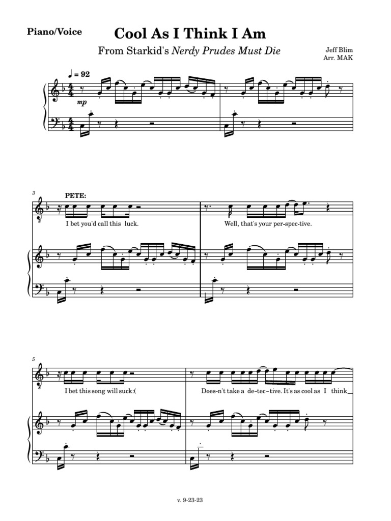 Cool As I Think I Am Sheet Music | PDF