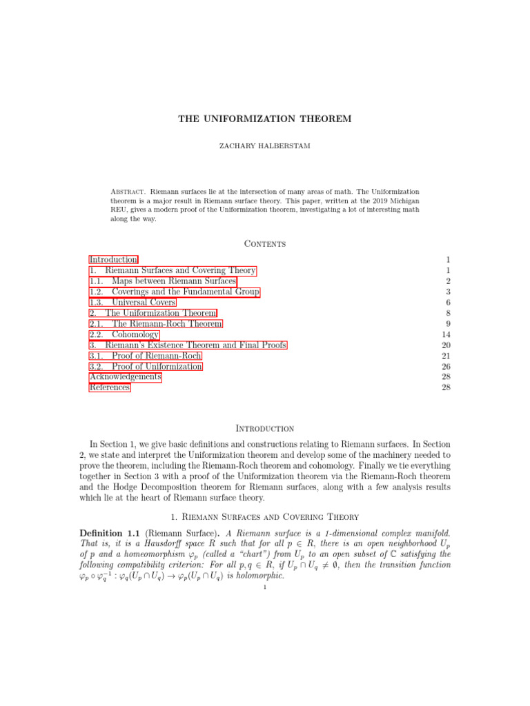A Proof of The Uniformization Theorem | PDF