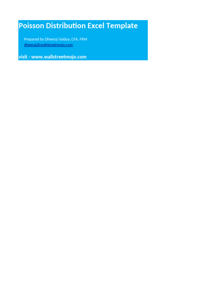 Poisson Distribution Excel Template | PDF