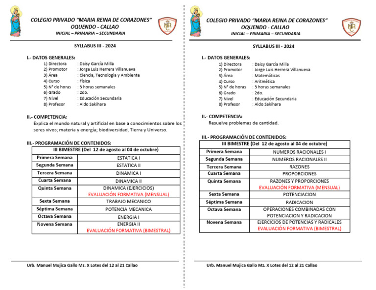 2° Sec Syllabus Iii Bim 2024 Pdf