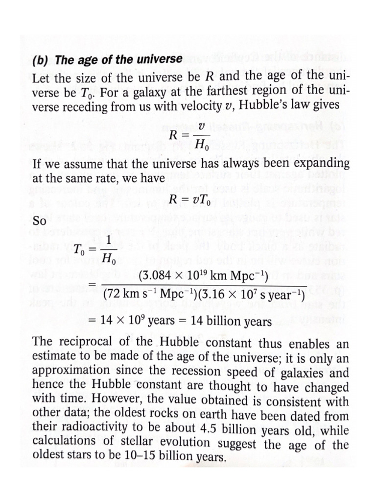 (B) The Age of The Universe | PDF