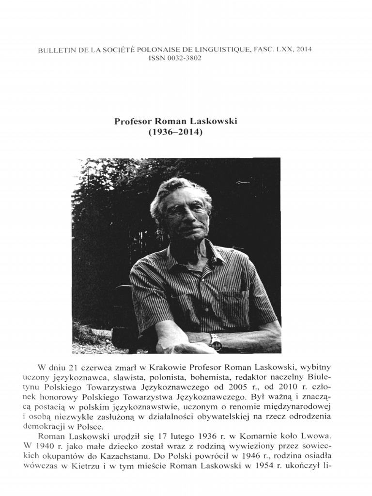 Przybylska Profesor Roman Laskowski 2014 | PDF
