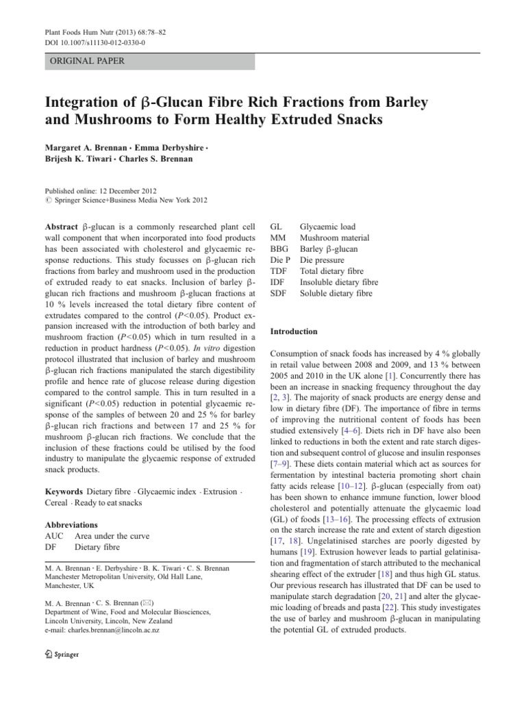 Integration of βGlucan Fibre Rich | PDF