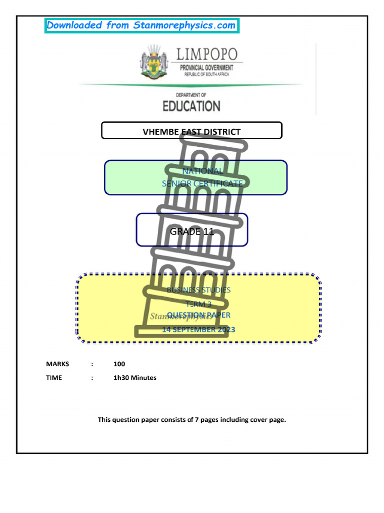 Limpopo Business Studies Grade 11 September 2023 QP and Memo | PDF