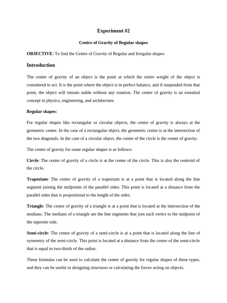 Centre of Gravity in Regular Shapes | PDF | Triangle | Euclidean Geometry