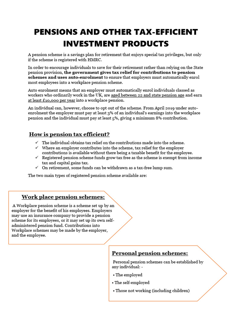 CHP 4 Pensions and Other Tax Efficient Investment Products | PDF ...