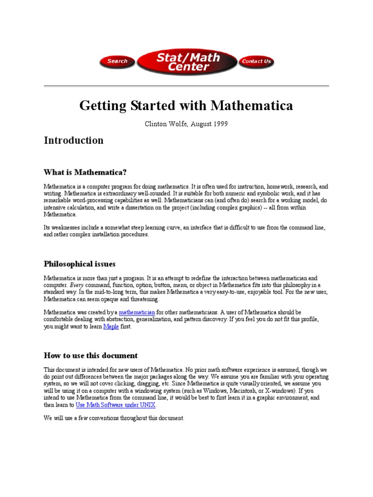 Getting Started With Mathematica | PDF | Function (Mathematics) | Command Line Interface